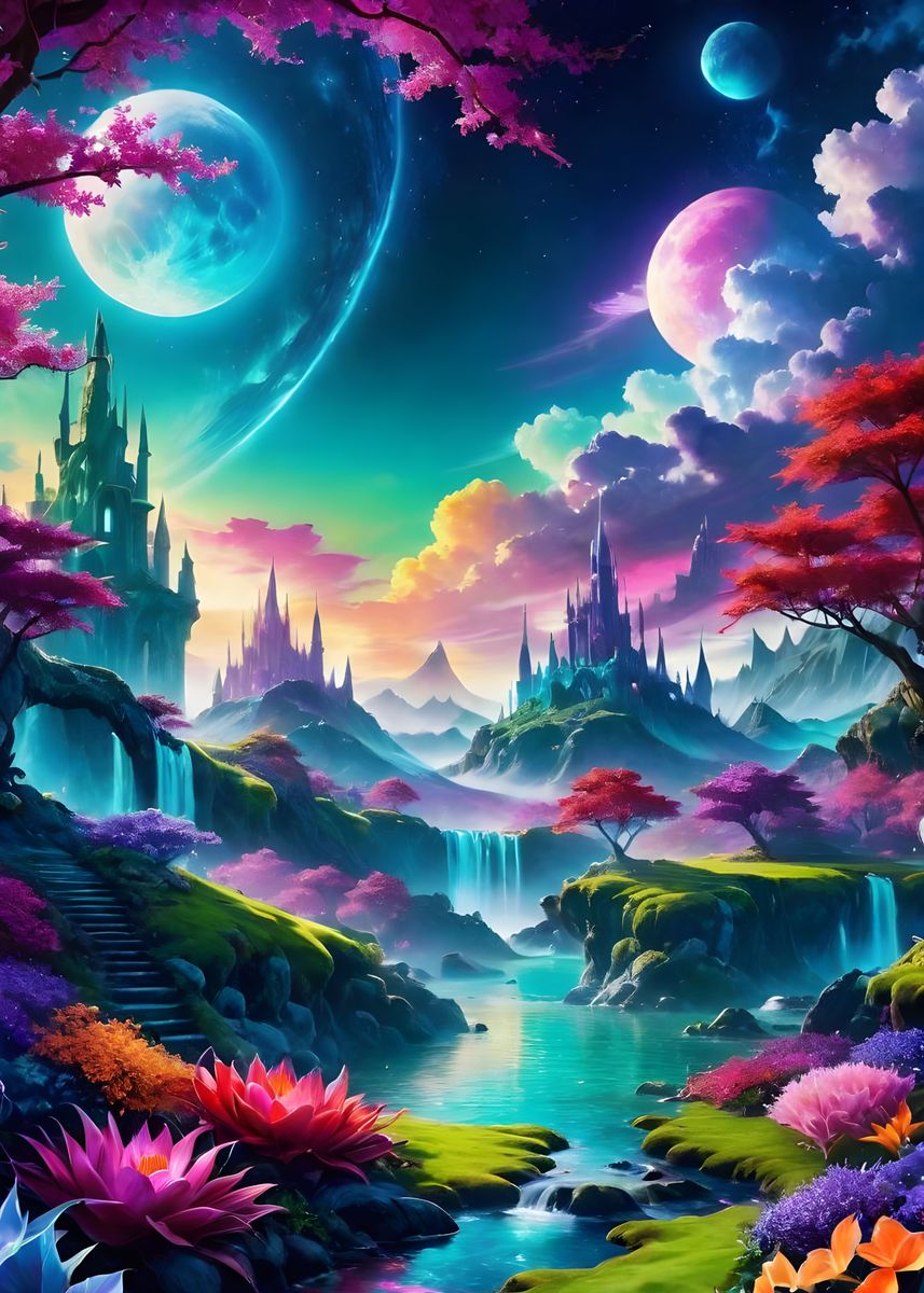 'Fantasy Dreamscape' Poster, picture, metal print, paint by Isaac ...