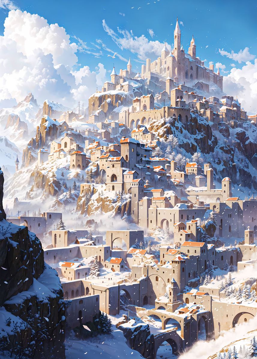 'Frostveil Bastion' Poster, picture, metal print, paint by SideygitArt ...