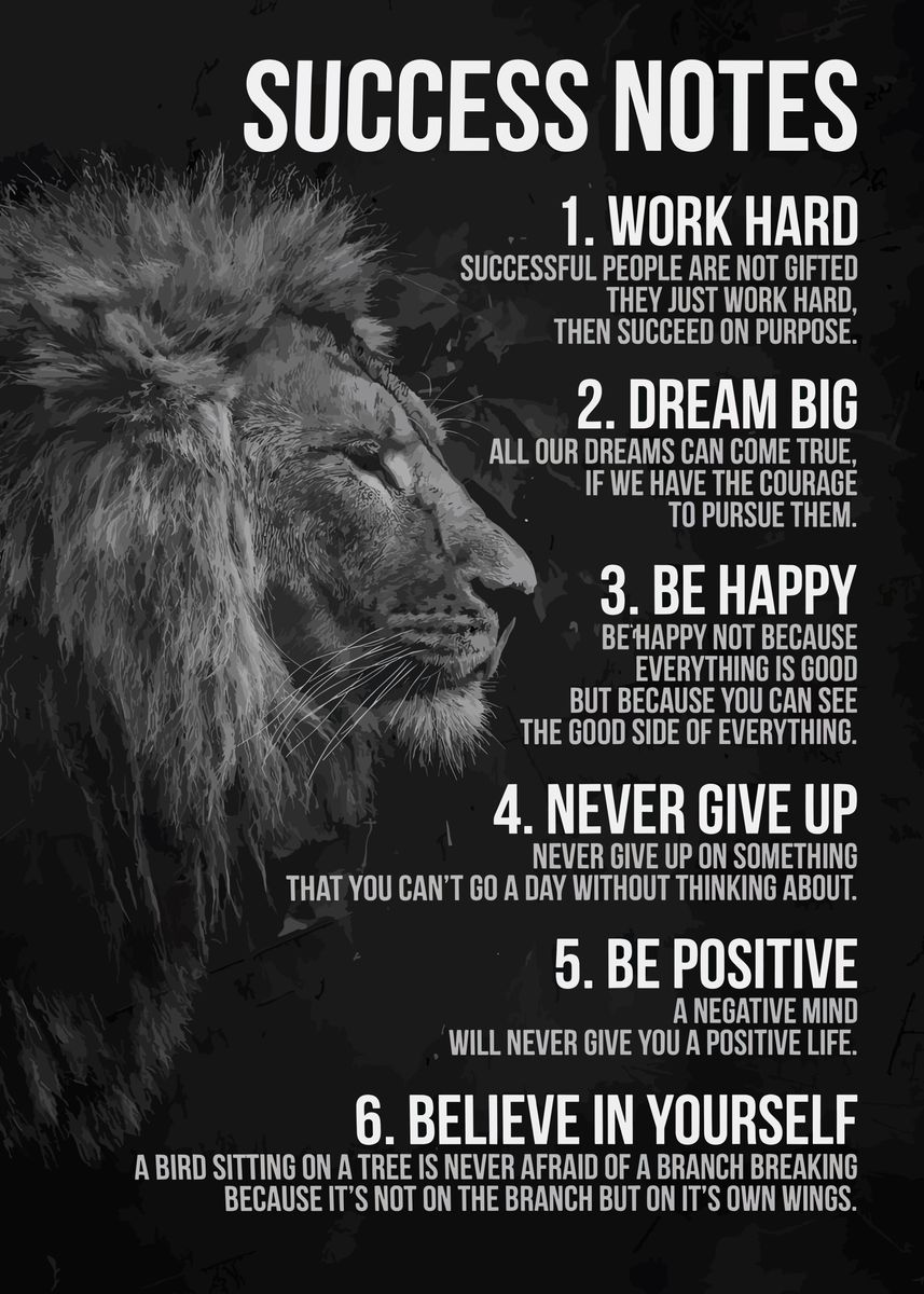 'Success Notes' Poster, picture, metal print, paint by Tin Renje | Displate