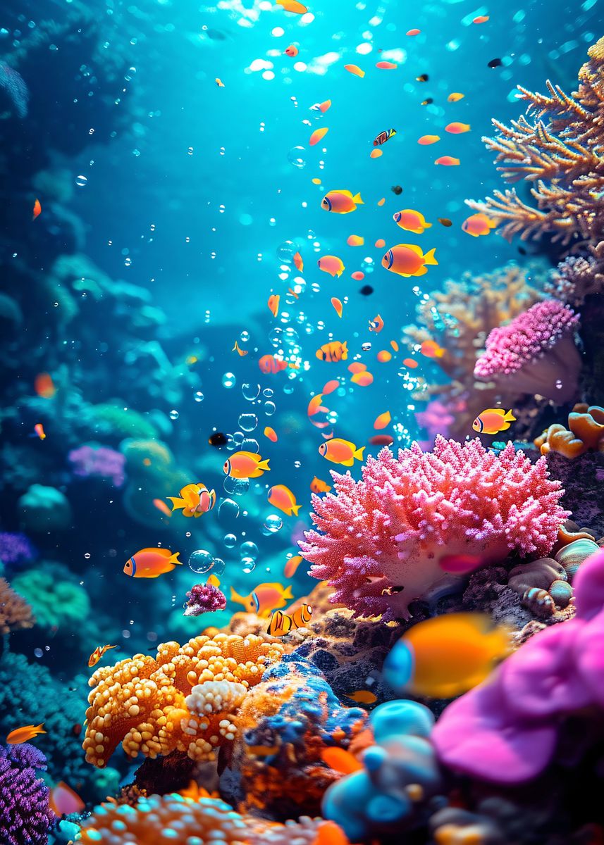 'Colorful Corals' Poster, picture, metal print, paint by Adam | Displate