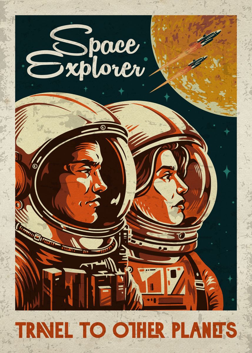 'Space Explorer' Poster, picture, metal print, paint by Synthwave 1950 ...