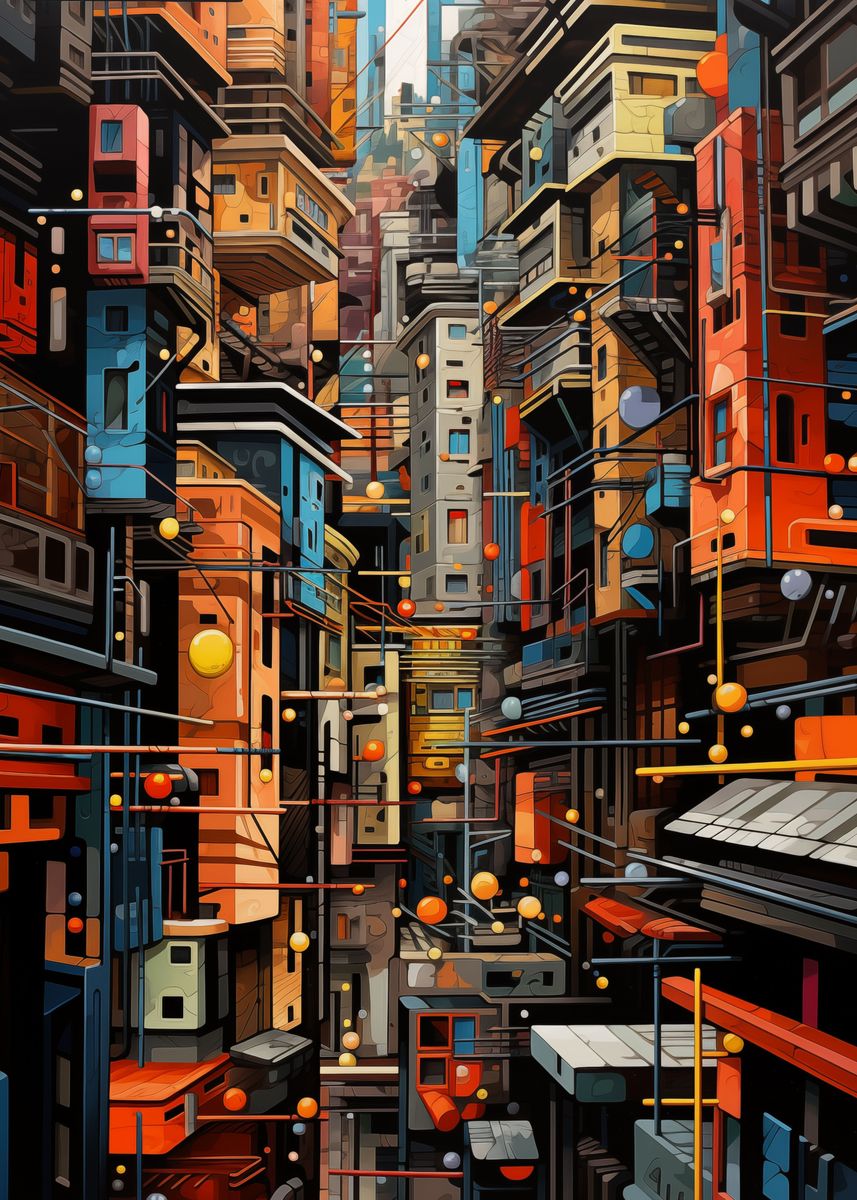 'Urban vision ' Poster, picture, metal print, paint by BOUNTEES | Displate