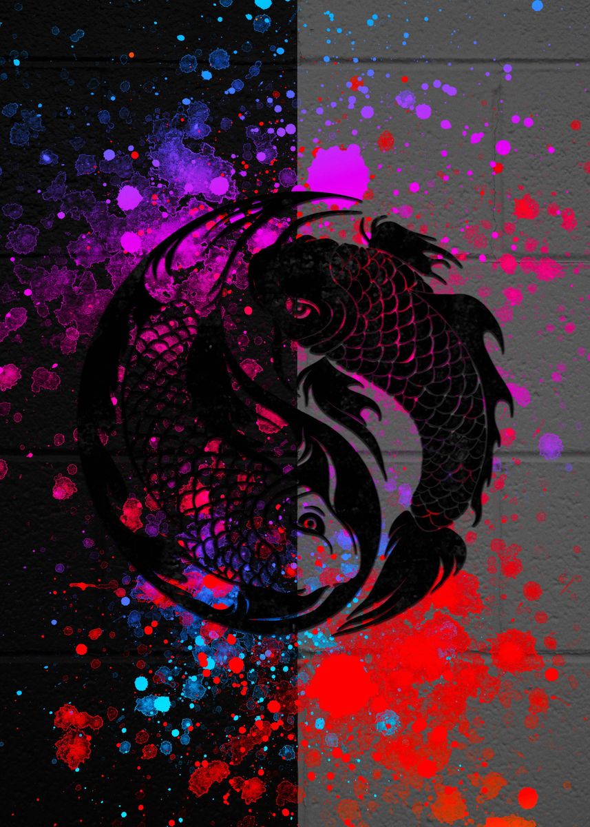 'Fish Yin Yang' Poster, picture, metal print, paint by Angela Kawai ...