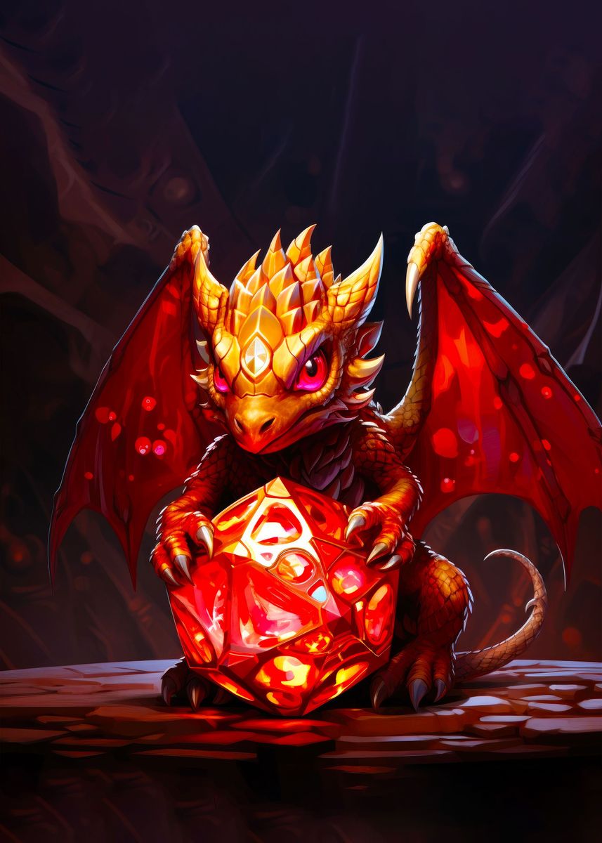 'Cute Lava Baby Dragon' Poster, picture, metal print, paint by Super ...