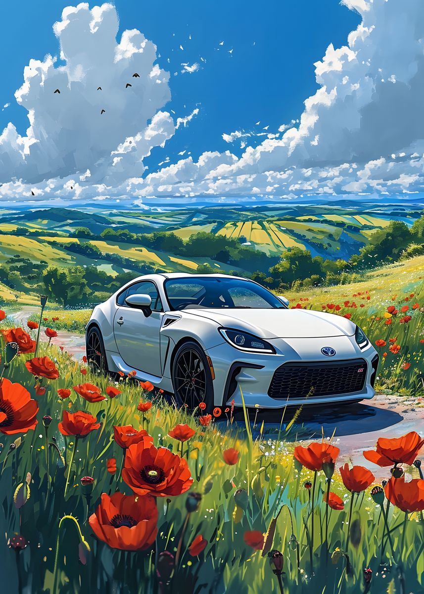 'Toyota GR86 Anime vibes' Poster, picture, metal print, paint by Mose ...