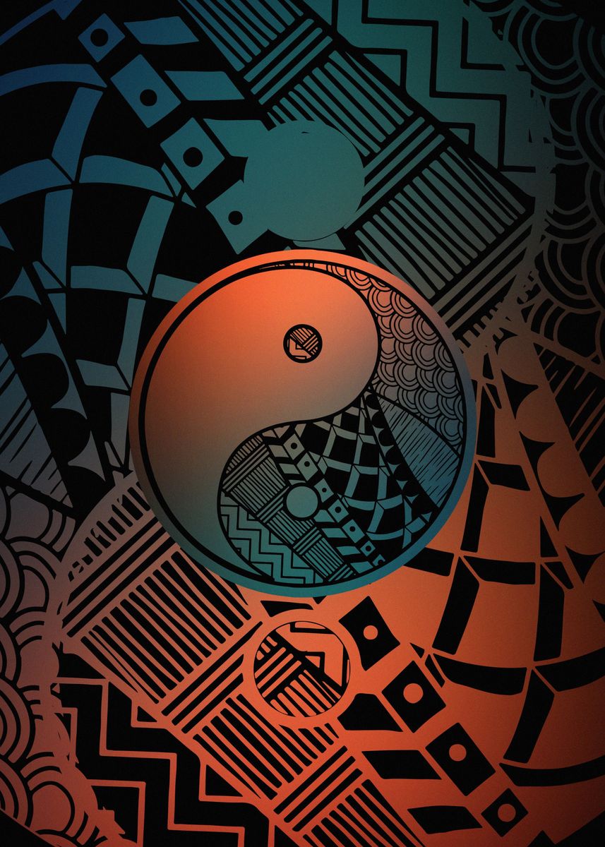 'Japanese yin yang' Poster, picture, metal print, paint by Angela Kawai ...
