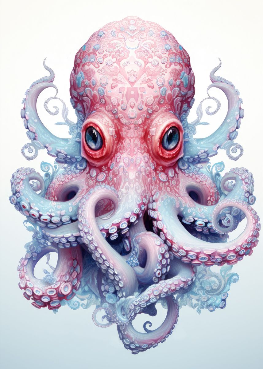 'Majestic Octopus' Poster, picture, metal print, paint by ELYussArt ...