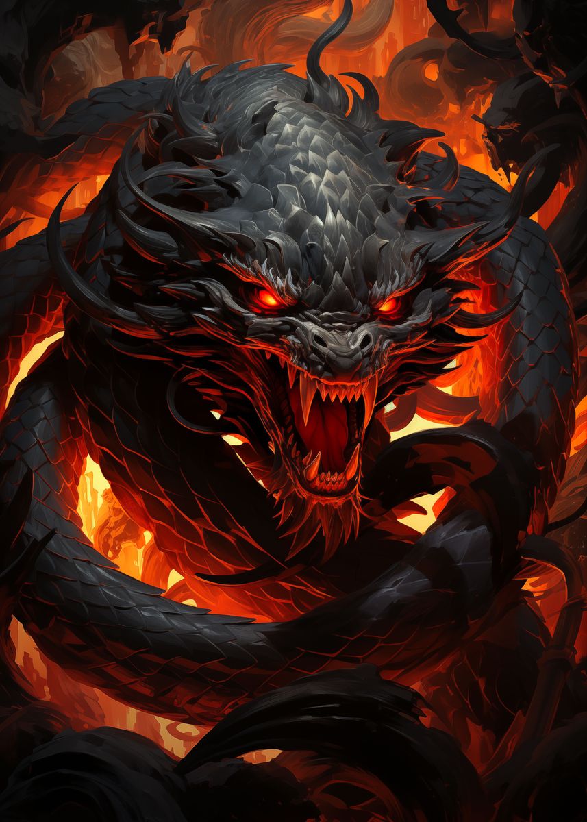 'Inferno Flame Dragon' Poster, picture, metal print, paint by Jaydyn ...