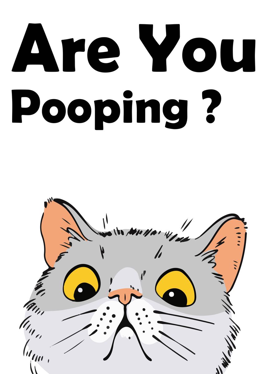 'Funny Geek Cat Pooping' Poster, picture, metal print, paint by Deni ...