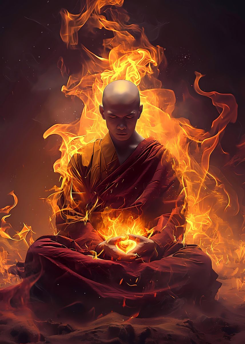 'Fire meditation' Poster, picture, metal print, paint by Vendzi | Displate