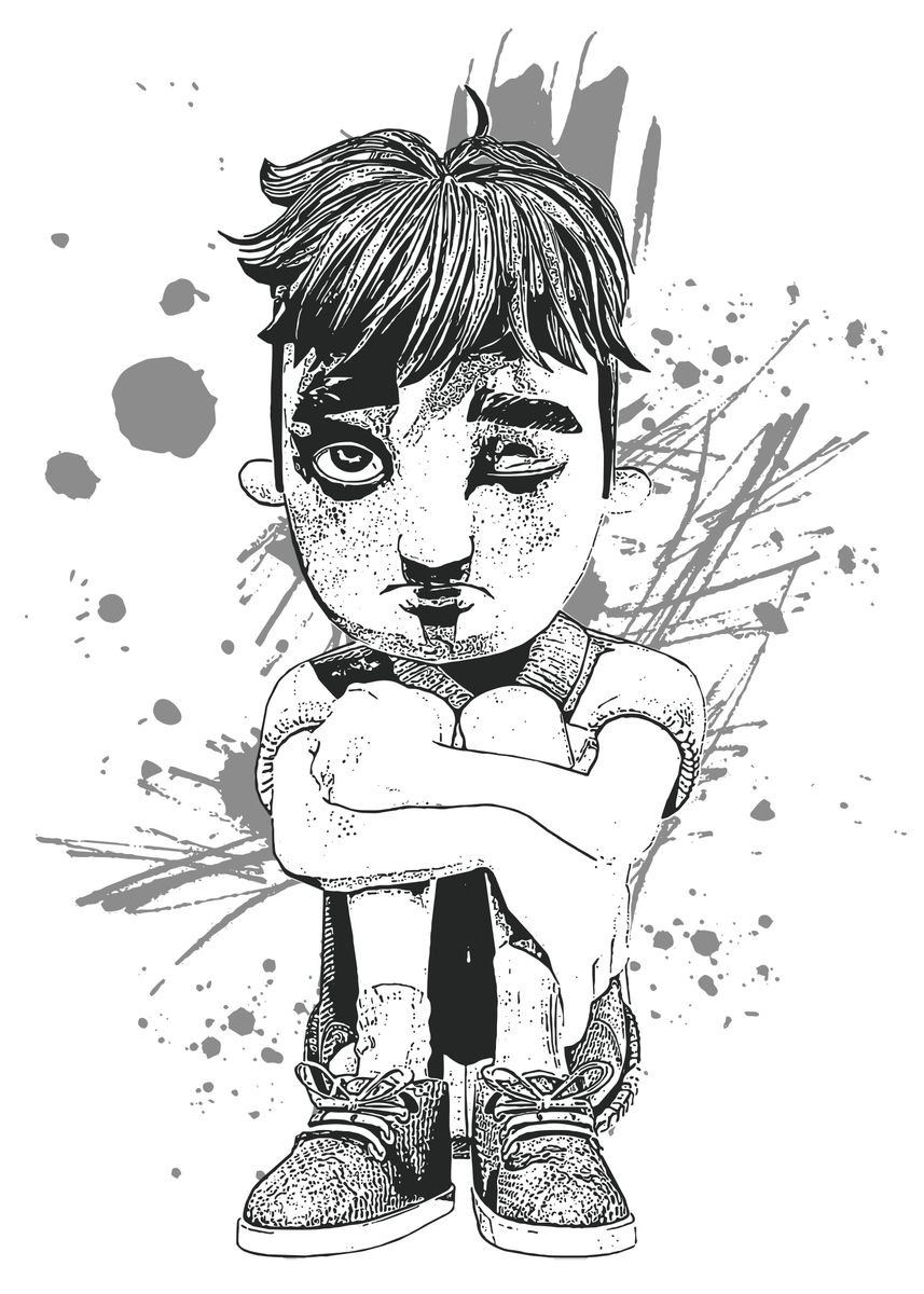 'Sad Boy' Poster, picture, metal print, paint by Monggo Kerso | Displate