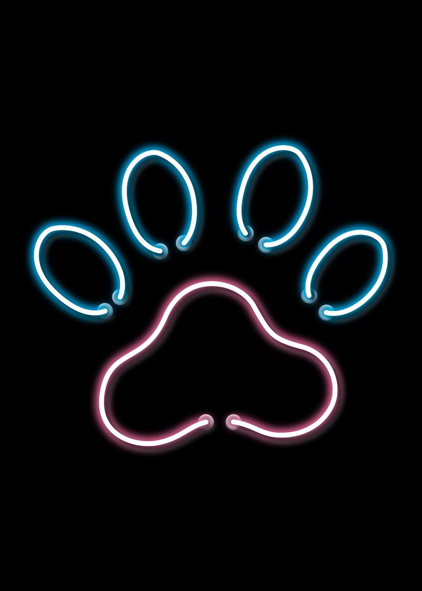'Funny Neon Cat Paws' Poster, picture, metal print, paint by Wijaki ...
