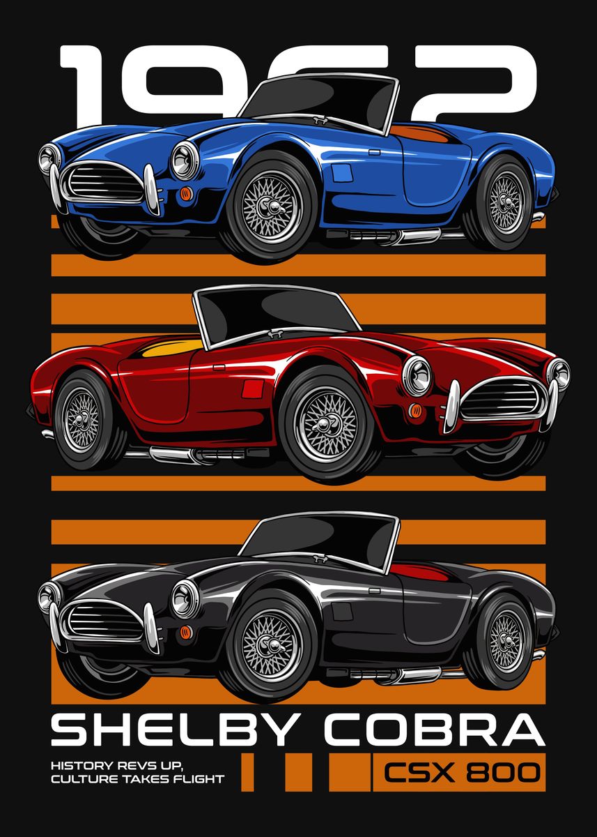 'Retro Shelbi Car' Poster, picture, metal print, paint by Mikhaila Poster Design | Displate