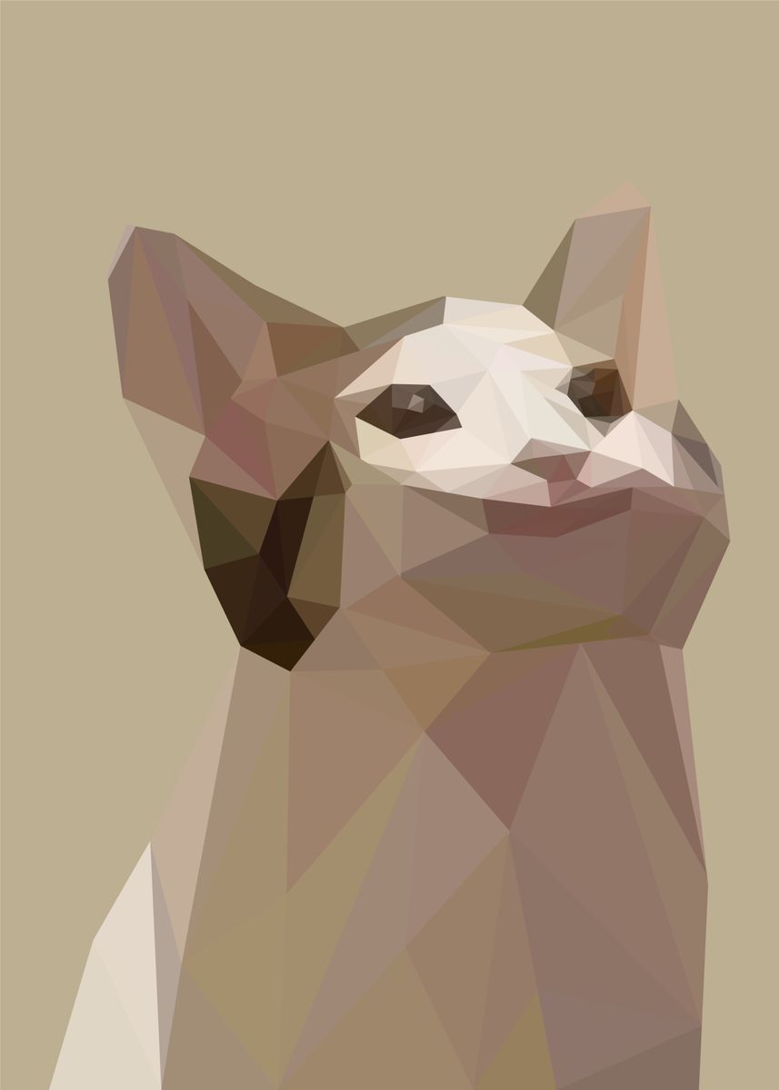 'pop cat meme' Poster, picture, metal print, paint by Lowpoly Posters ...