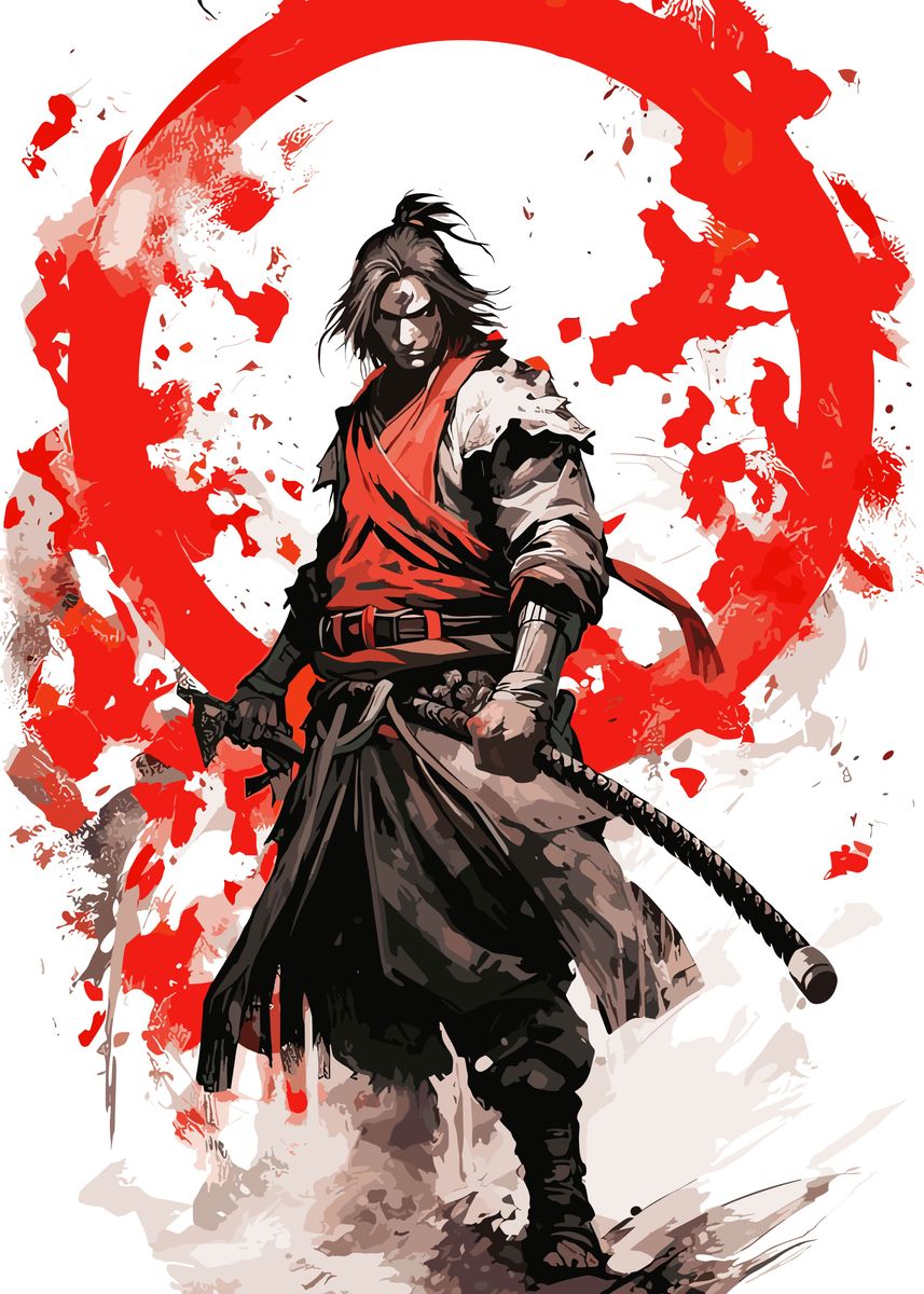 'Red Moon Japan Sekiro ' Poster, picture, metal print, paint by Rou Rex ...