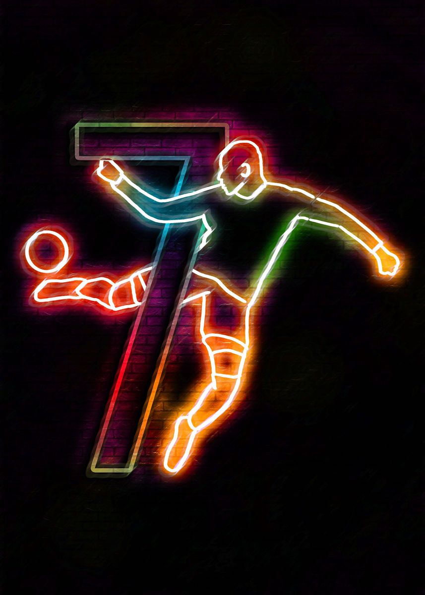 'neon 7 art' Poster, picture, metal print, paint by Izmo Scribbles ...