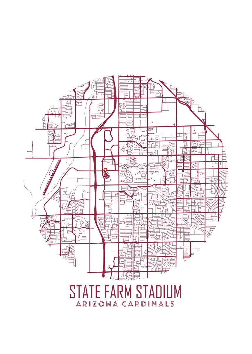 'State Farm Stadium Map' Poster, picture, metal print, paint by KI RU ...