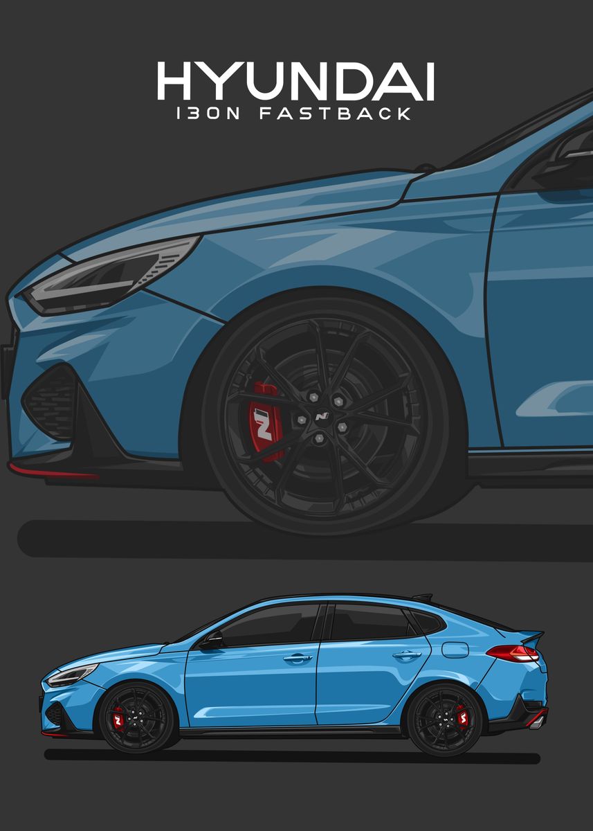 'hyundai i30n fastback lb' Poster, picture, metal print, paint by capture art | Displate