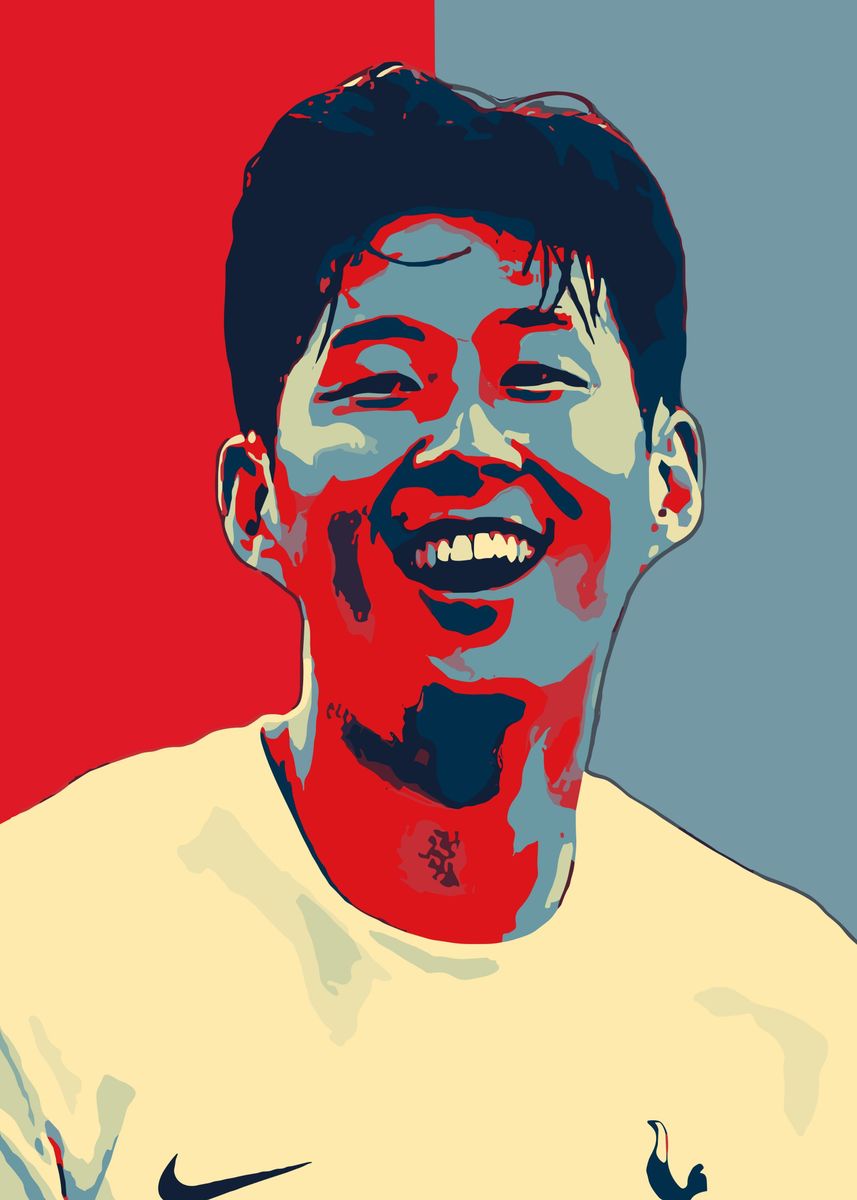 'Son Heung Min' Poster, picture, metal print, paint by Vicky Hanggara ...