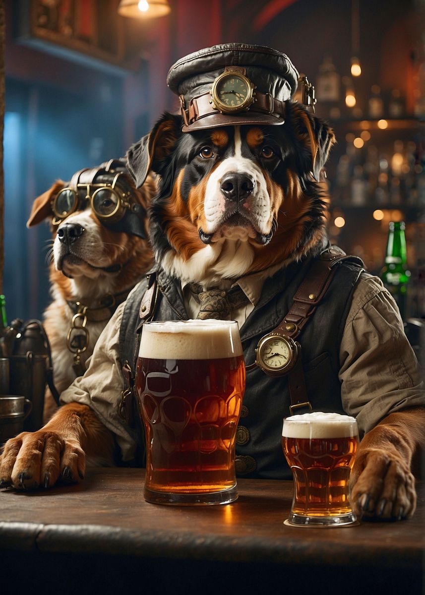 'Bernese Mountain Beer Dog' Poster, picture, metal print, paint by ...
