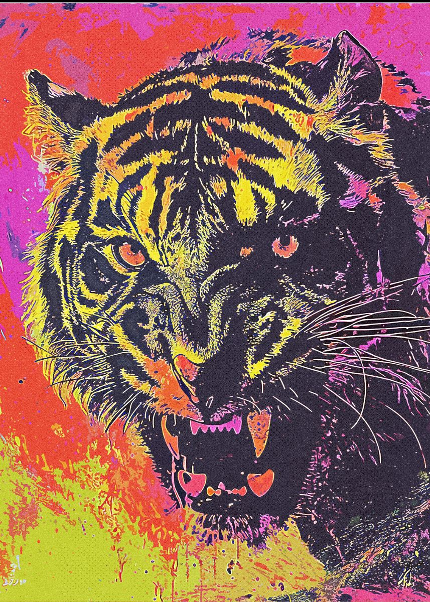 'Horror Tiger' Poster, picture, metal print, paint by Ammar Zain | Displate