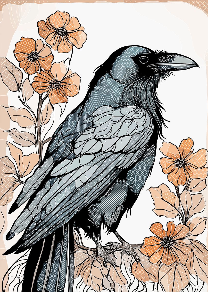 'Abstract Geometric Crow' Poster, picture, metal print, paint by 1x ...