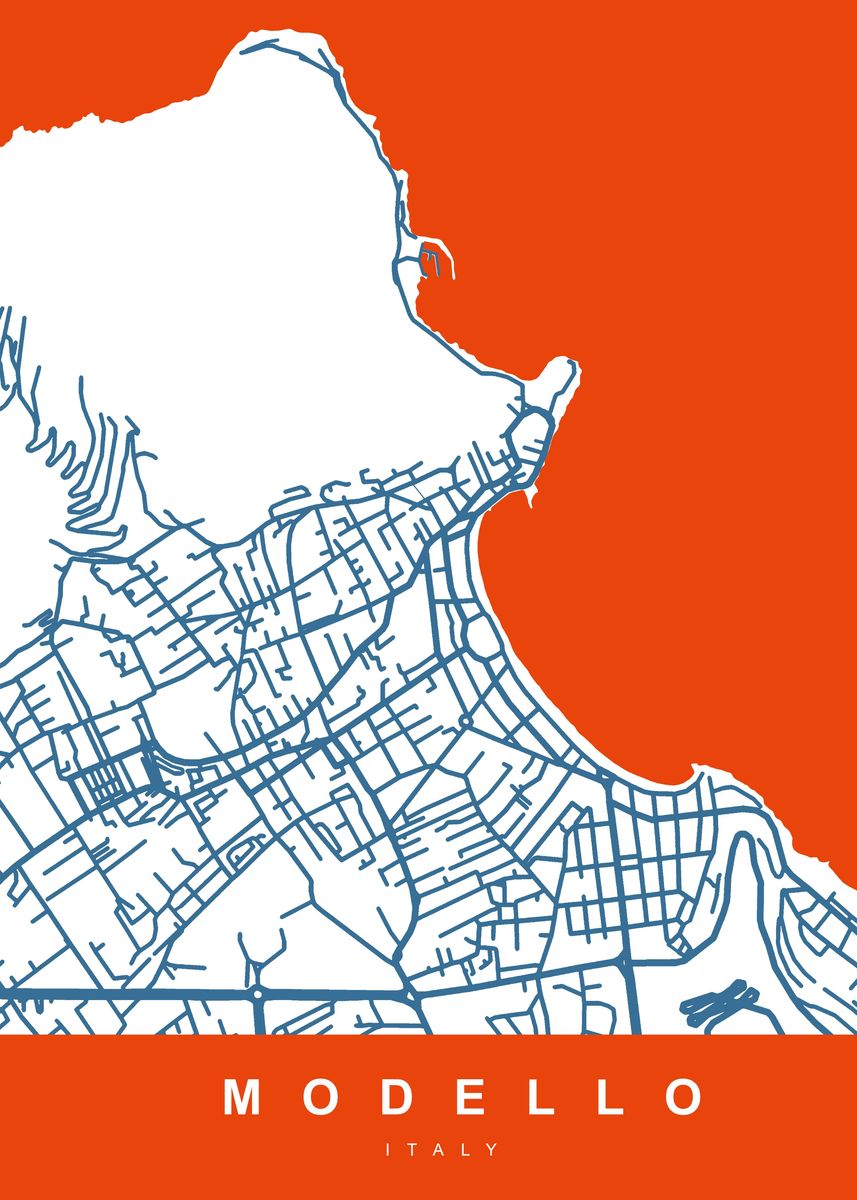 'MAP MODELLO ITALY' Poster, picture, metal print, paint by UrbanMaps ...