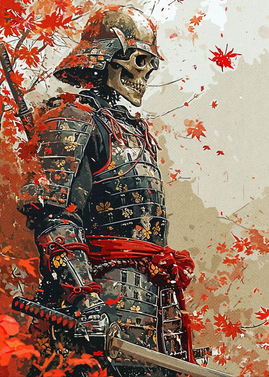 'Japanese samurai skeleton' Poster, picture, metal print, paint by Anin ...