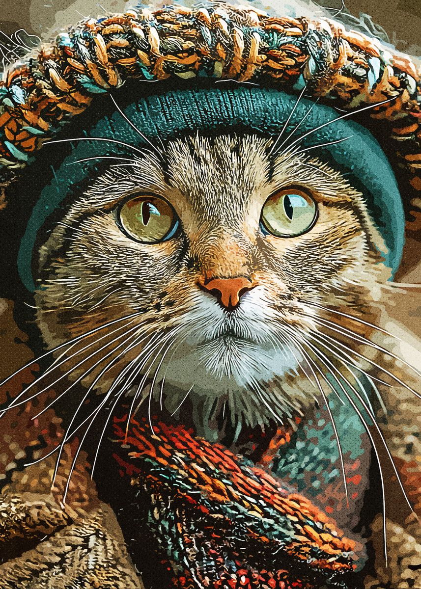 'Dressed Cat Portrait' Poster, picture, metal print, paint by Ammar ...