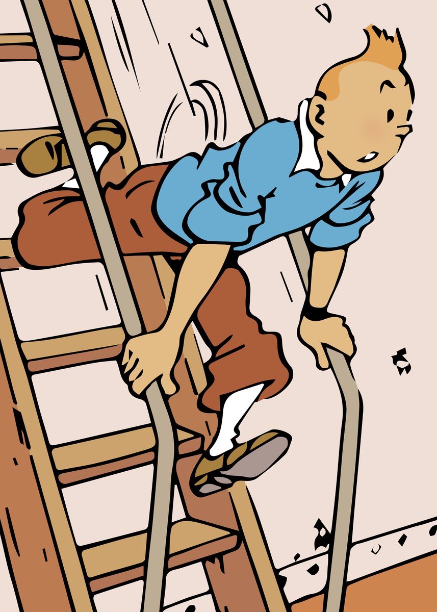 '01 tintin run stair' Poster, picture, metal print, paint by Olgan ...