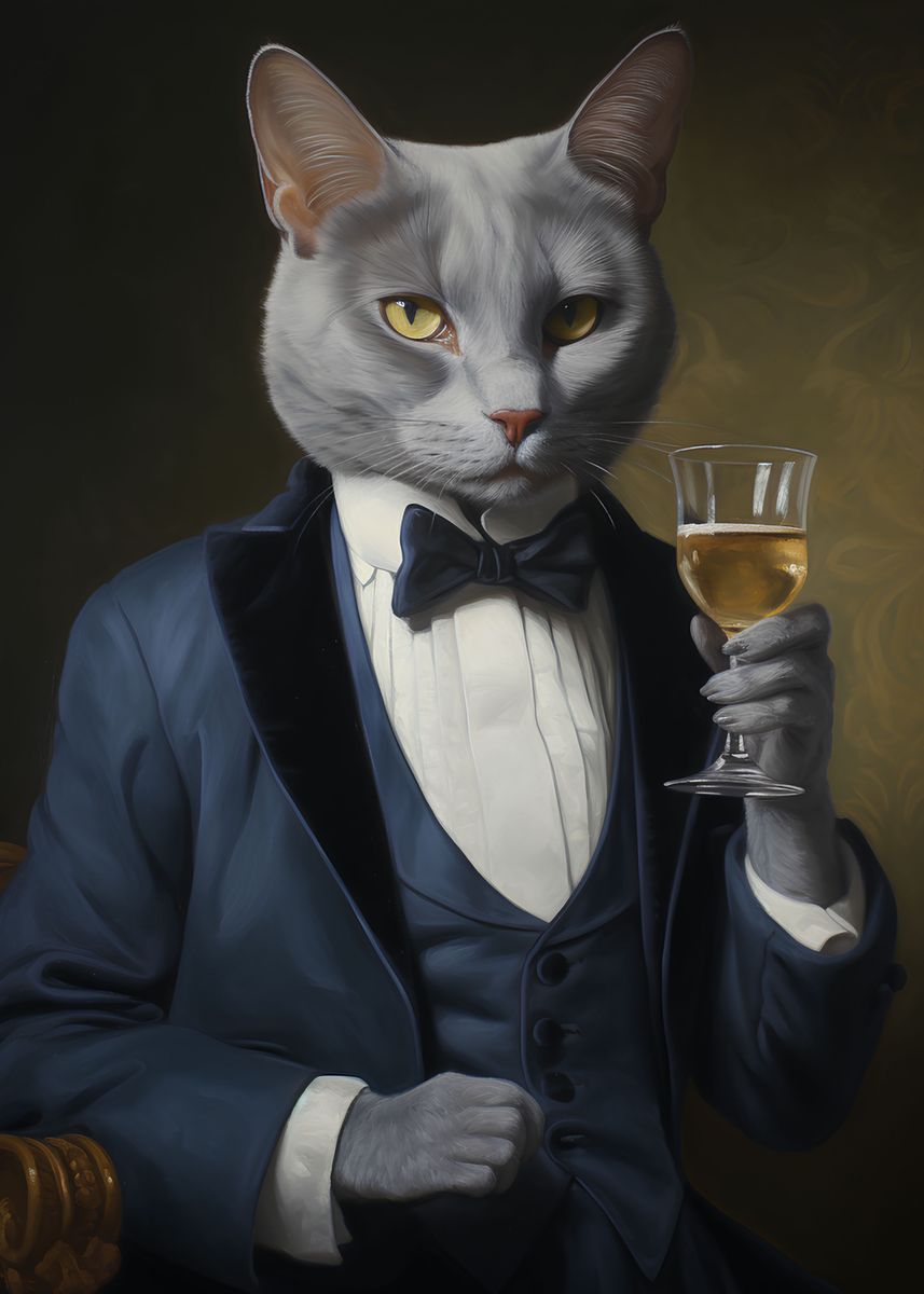 'Russian Blue cat' Poster, picture, metal print, paint by Beautiful ...