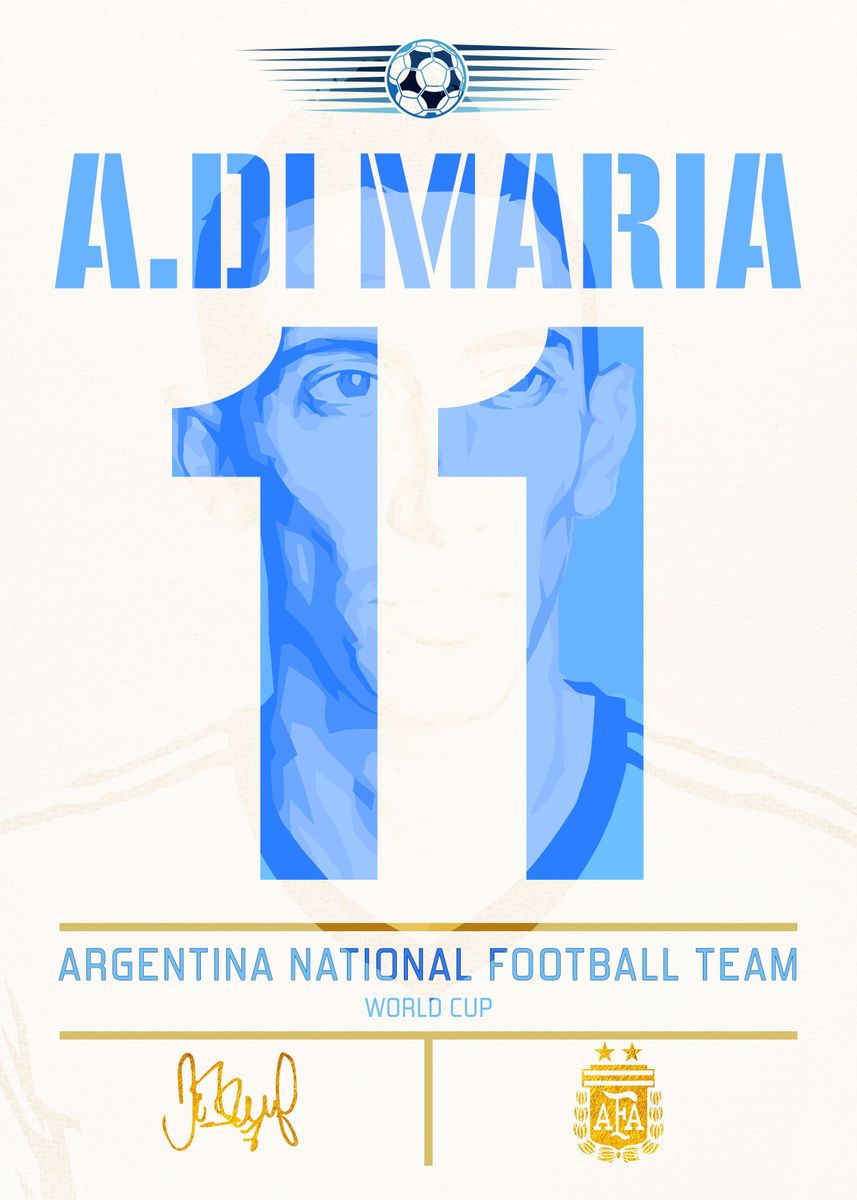 'Angel Di Maria' Poster, picture, metal print, paint by Evan Arrington ...