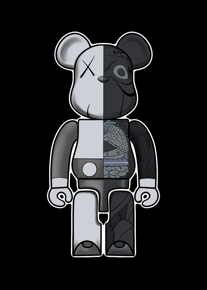 'Bearbrick black background' Poster, picture, metal print, paint by ...
