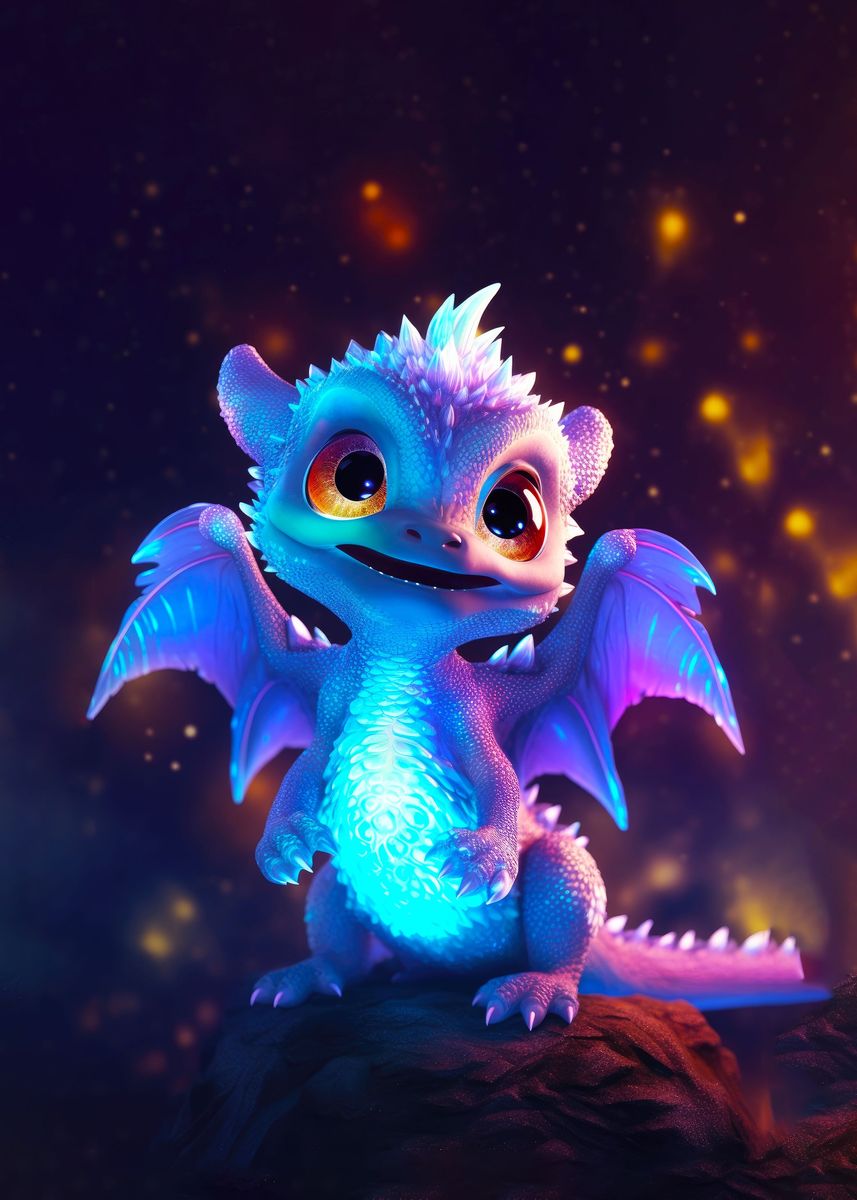 'Magical Baby Dragon' Poster, picture, metal print, paint by Super ...