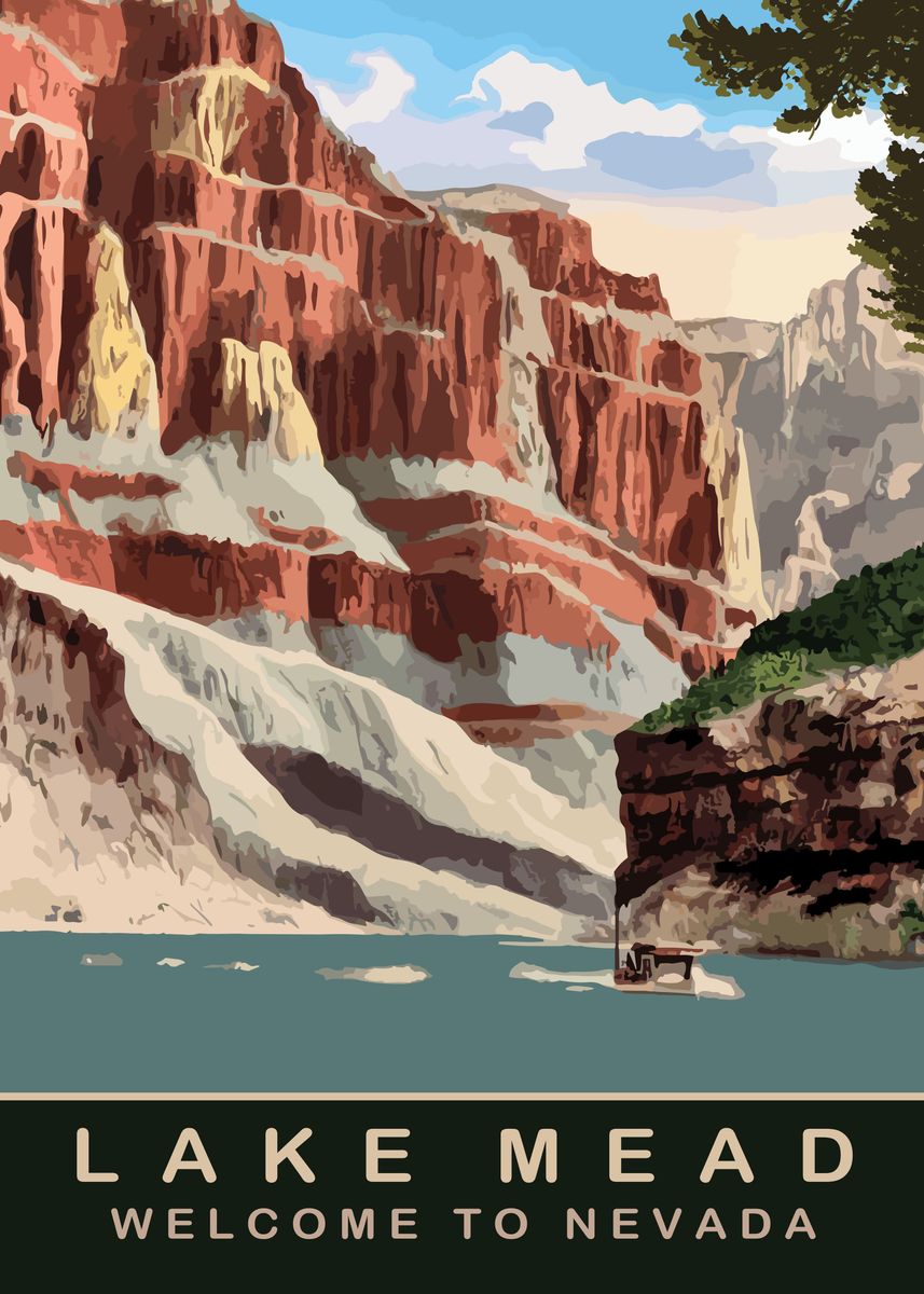 'Lake Mead' Poster, picture, metal print, paint by Long Shot | Displate