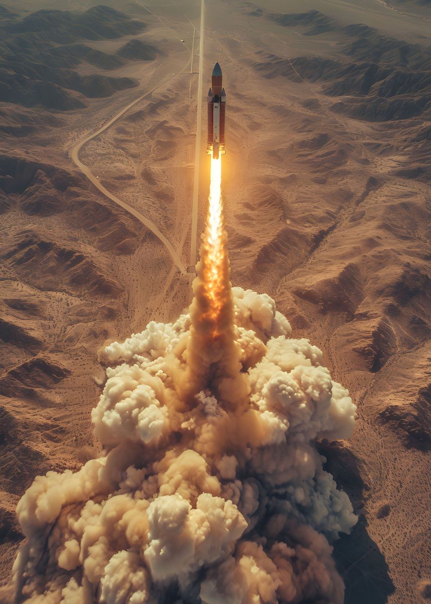 'Desert Rocket Launch' Poster, picture, metal print, paint by David ...