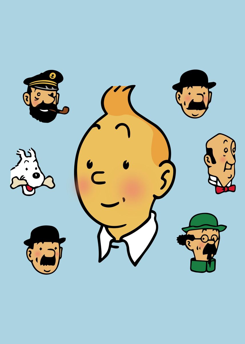 'a family tintin cartoon' Poster, picture, metal print, paint by Olgan ...