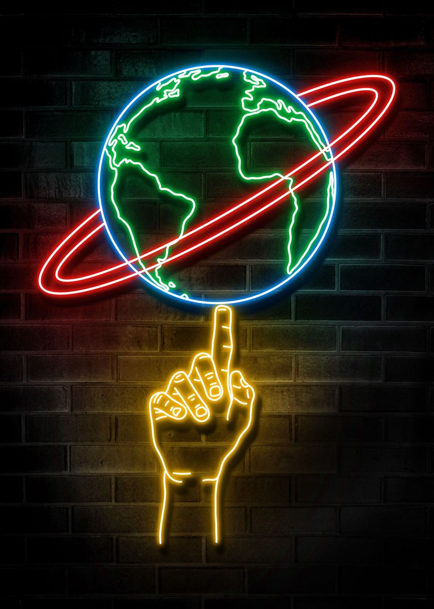 'THE WORLD NEON ART' Poster, picture, metal print, paint by MoveUp ...