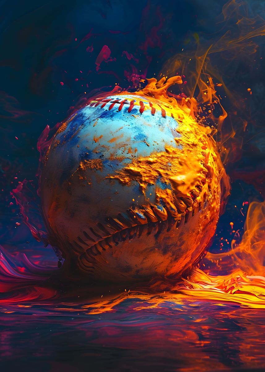 'Abstract Baseball Wall Art' Poster, picture, metal print, paint by ...