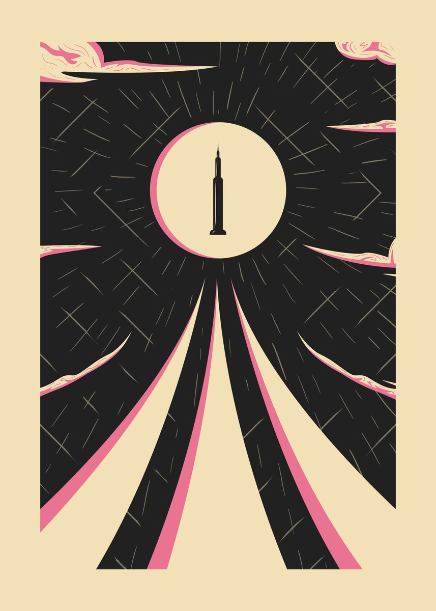 'Rocket Pink Lines' Poster, picture, metal print, paint by Fabio ...
