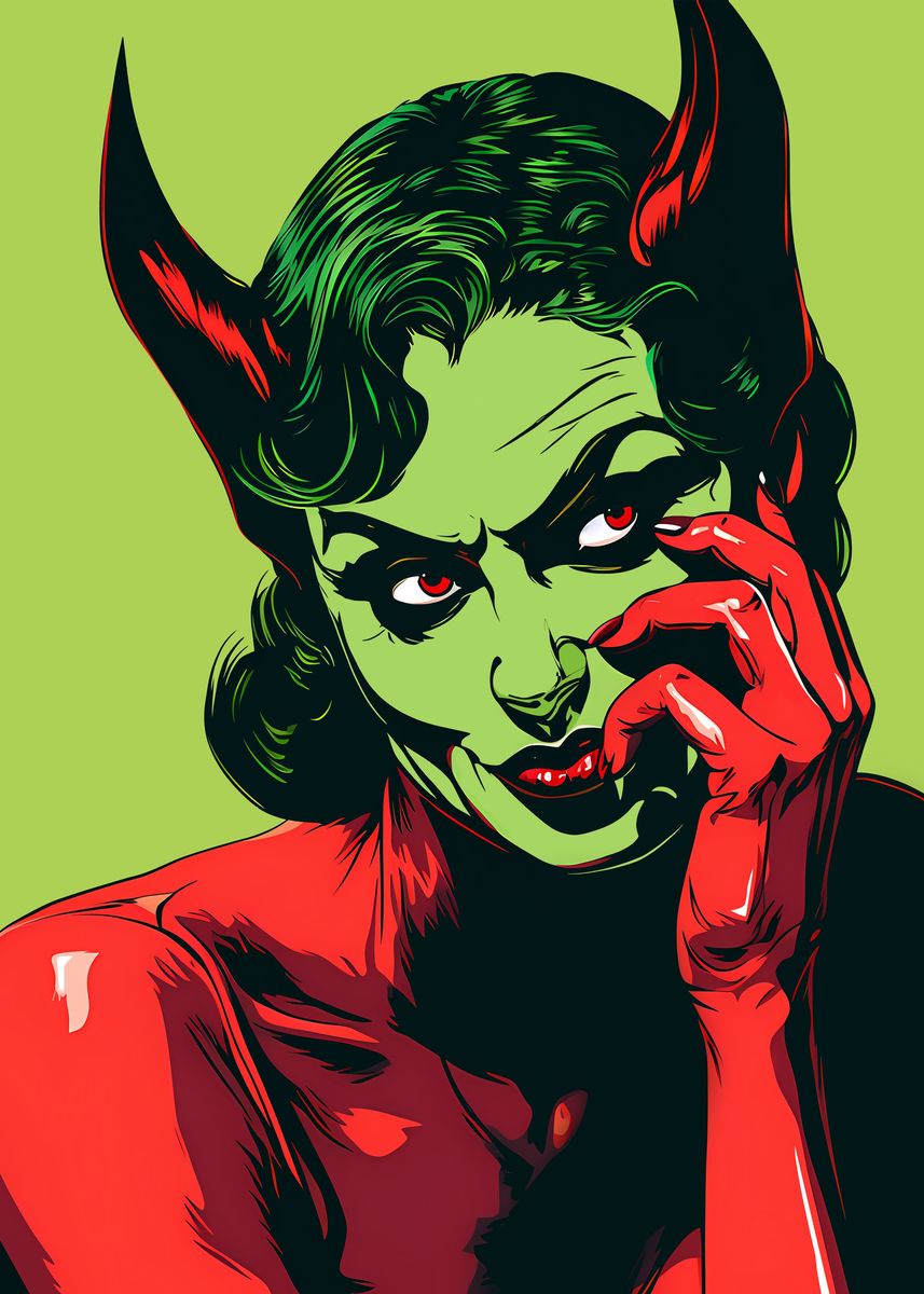 'Comic Female Devil' Poster, picture, metal print, paint by Juka Arts ...