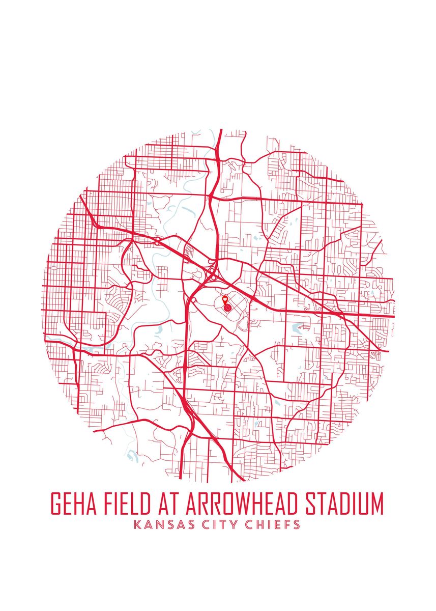 'Arrowhead Stadium Map' Poster, picture, metal print, paint by KI RU ...