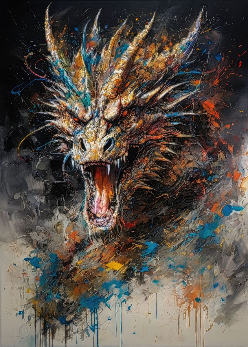 'Dragon' Poster, picture, metal print, paint by FrolicswithDogs | Displate