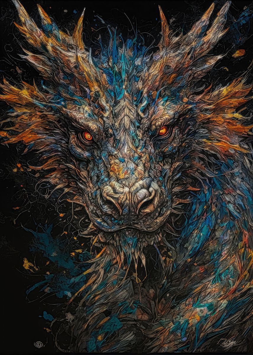 'Dragon' Poster, picture, metal print, paint by FrolicswithDogs | Displate