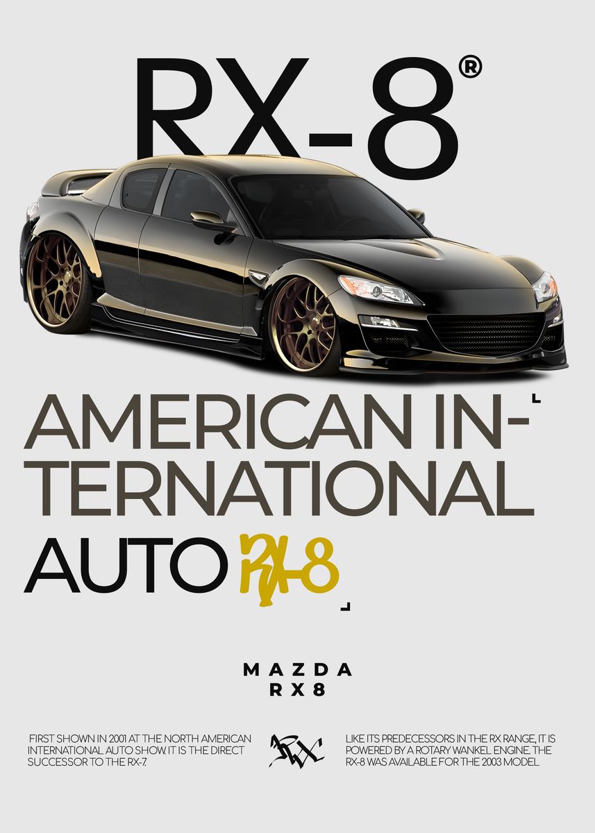 'Mazda RX8 Minimalist' Poster, picture, metal print, paint by Aliigal ...