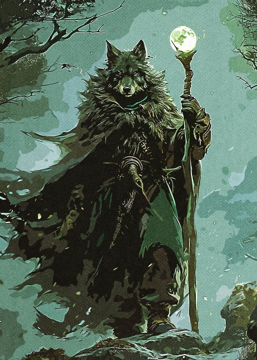 'Wolf Magic' Poster, picture, metal print, paint by Anin Studio | Displate