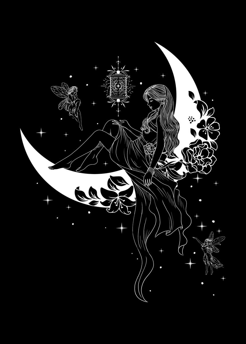 'Fairy Fairycore Moon' Poster, picture, metal print, paint by Mooon ...