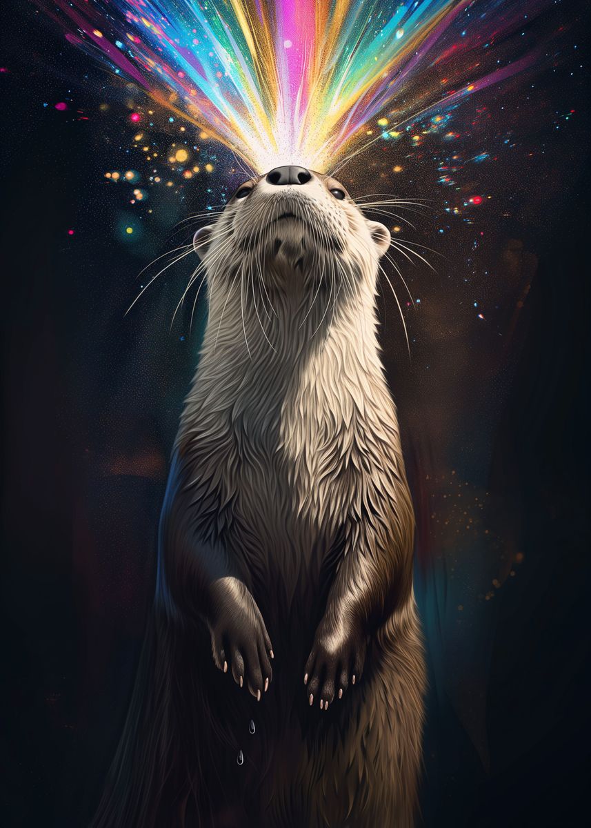 'Bifrost Rainbow Otter' Poster, picture, metal print, paint by ...