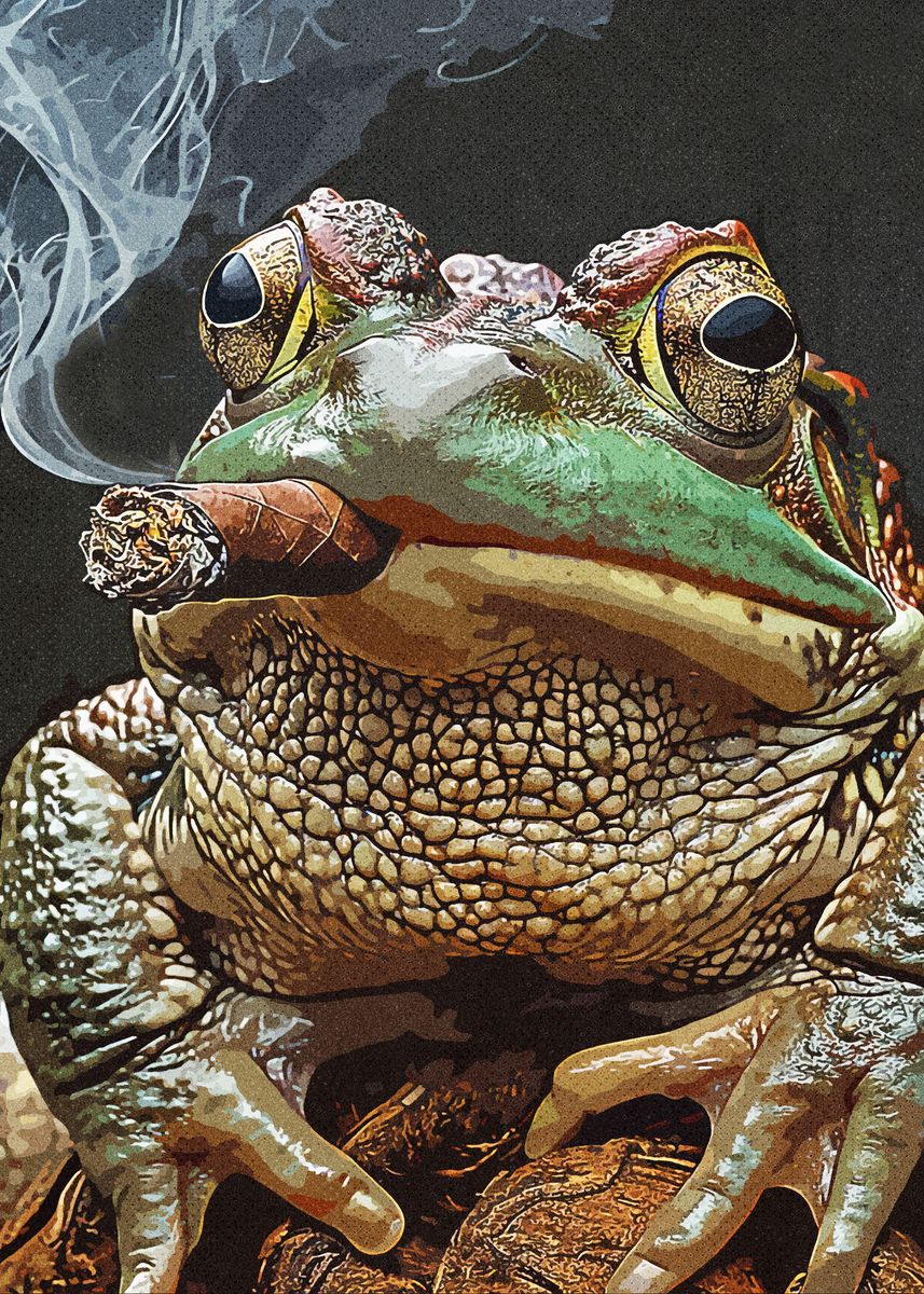 'Cigarette Frog' Poster, picture, metal print, paint by Anin Studio ...