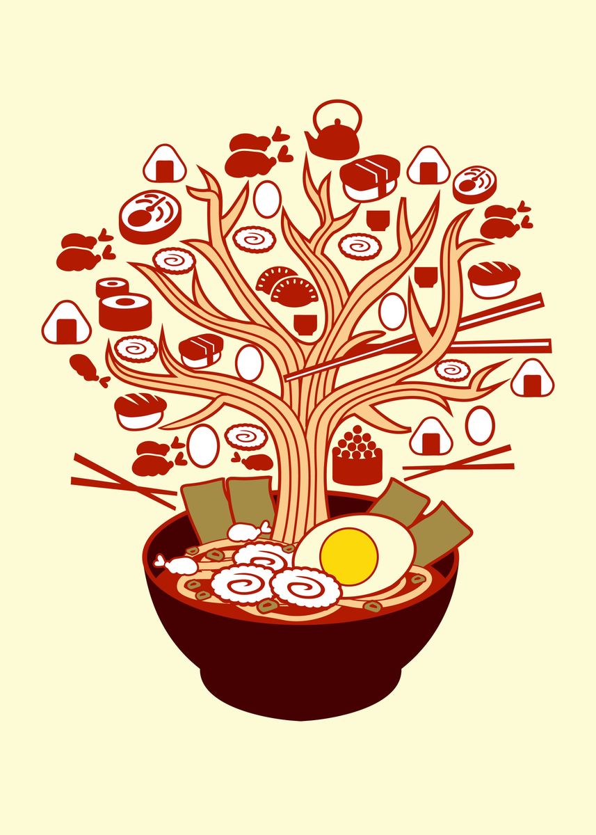 'Ramen tree ' Poster, picture, metal print, paint by biliacci | Displate